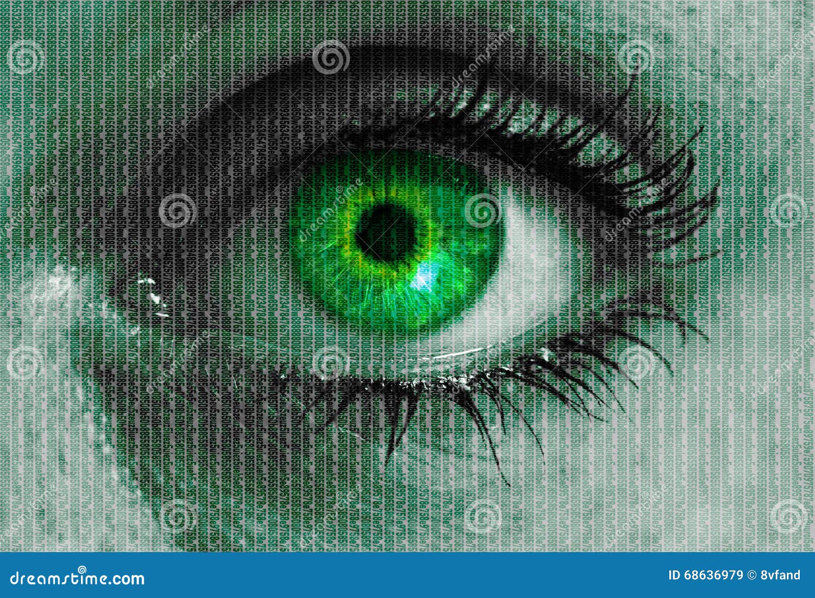 Futuristic Eye with Matrix Texture Looking at Viewer Concept Stock ...