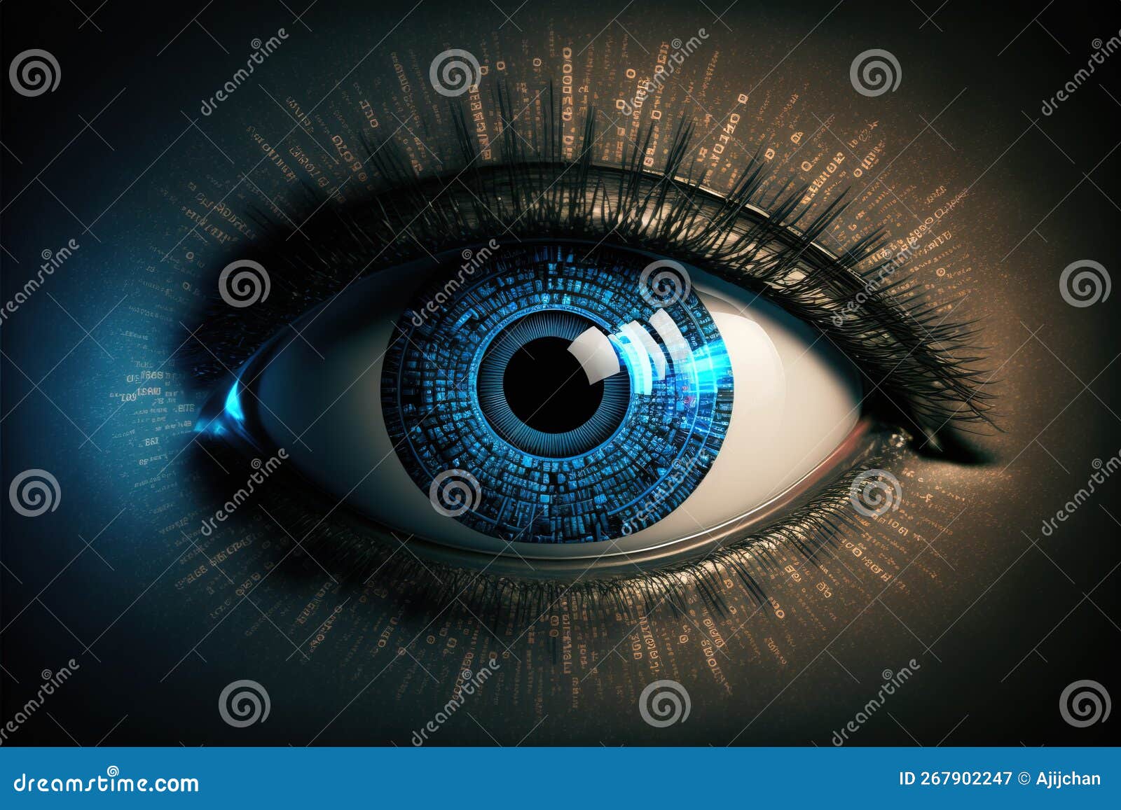 A Futuristic Eye Processing Data.Generative AI Stock Illustration - Illustration of matrix ...
