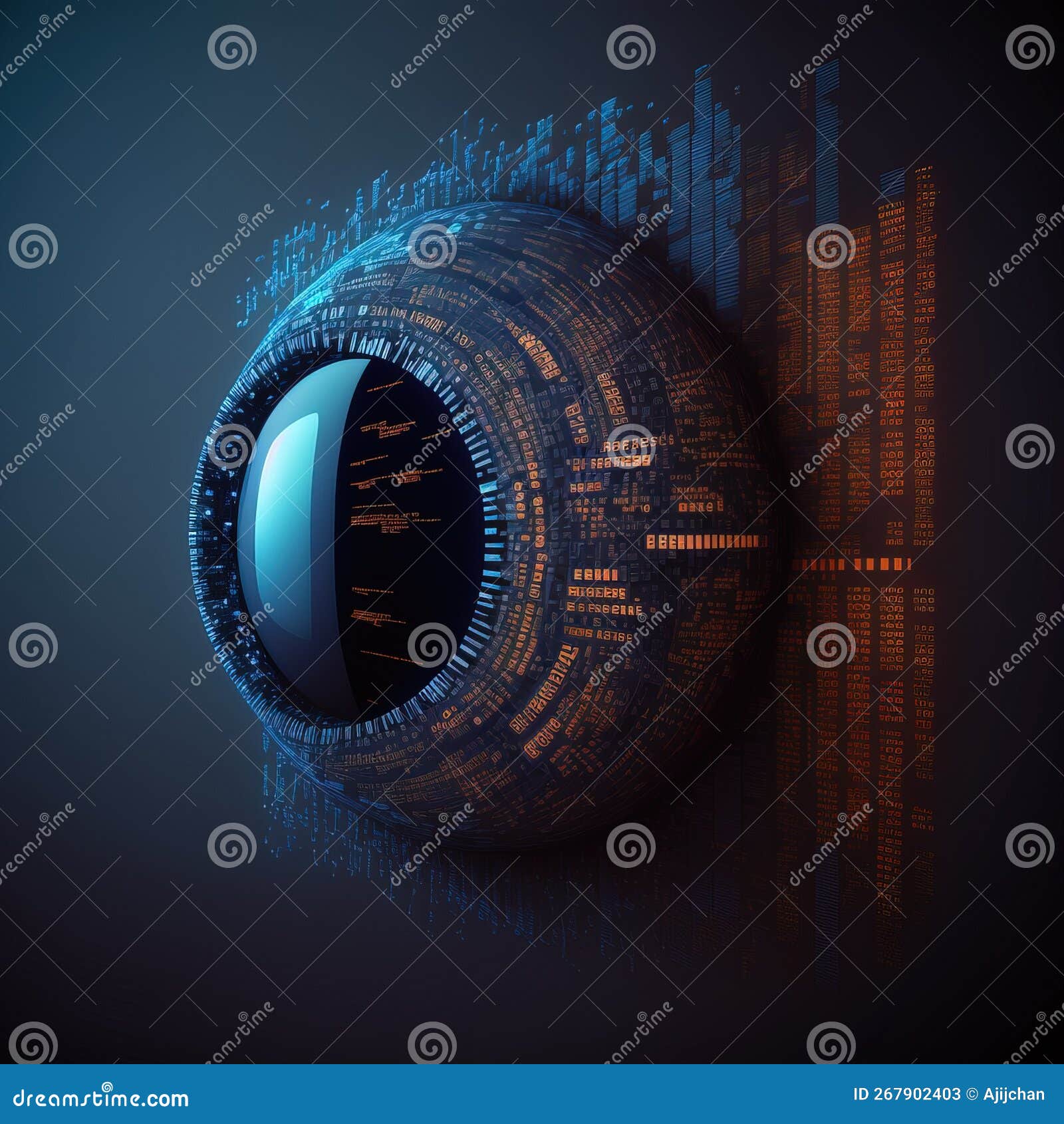 A Futuristic Eye Processing Data.Generative AI Stock Illustration - Illustration of code, access ...