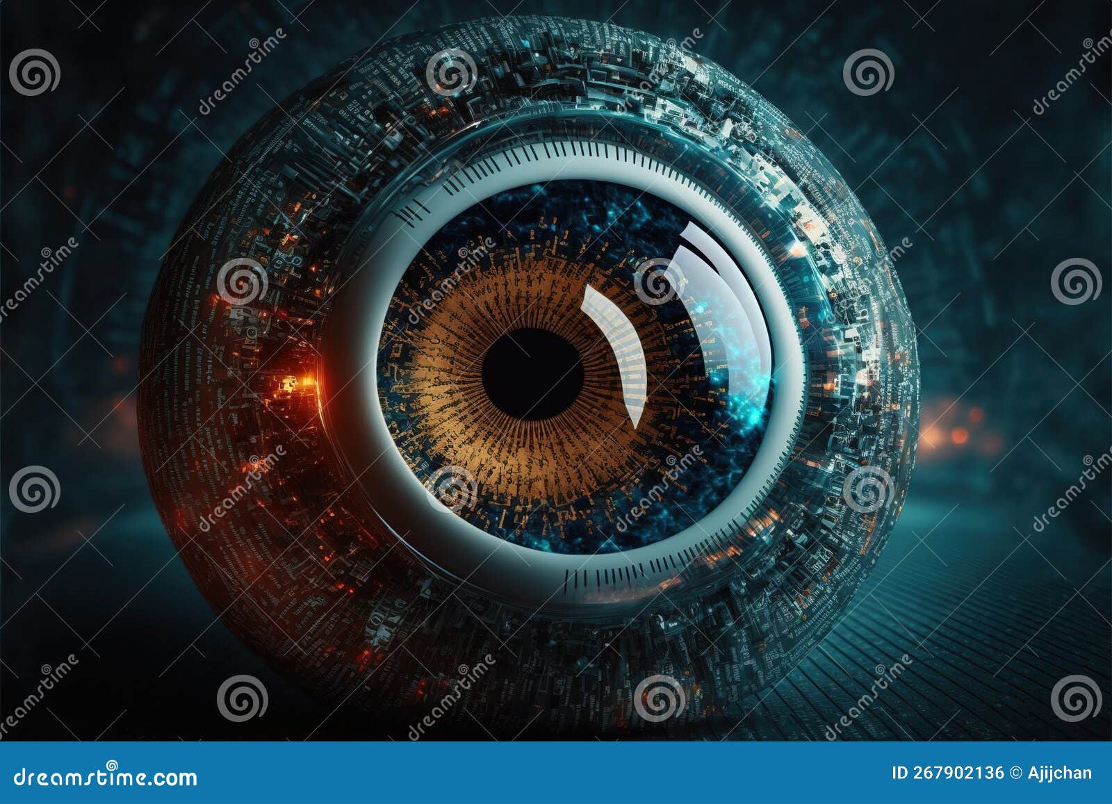 A Futuristic Eye Processing Data.Generative AI Stock Illustration - Illustration of ...