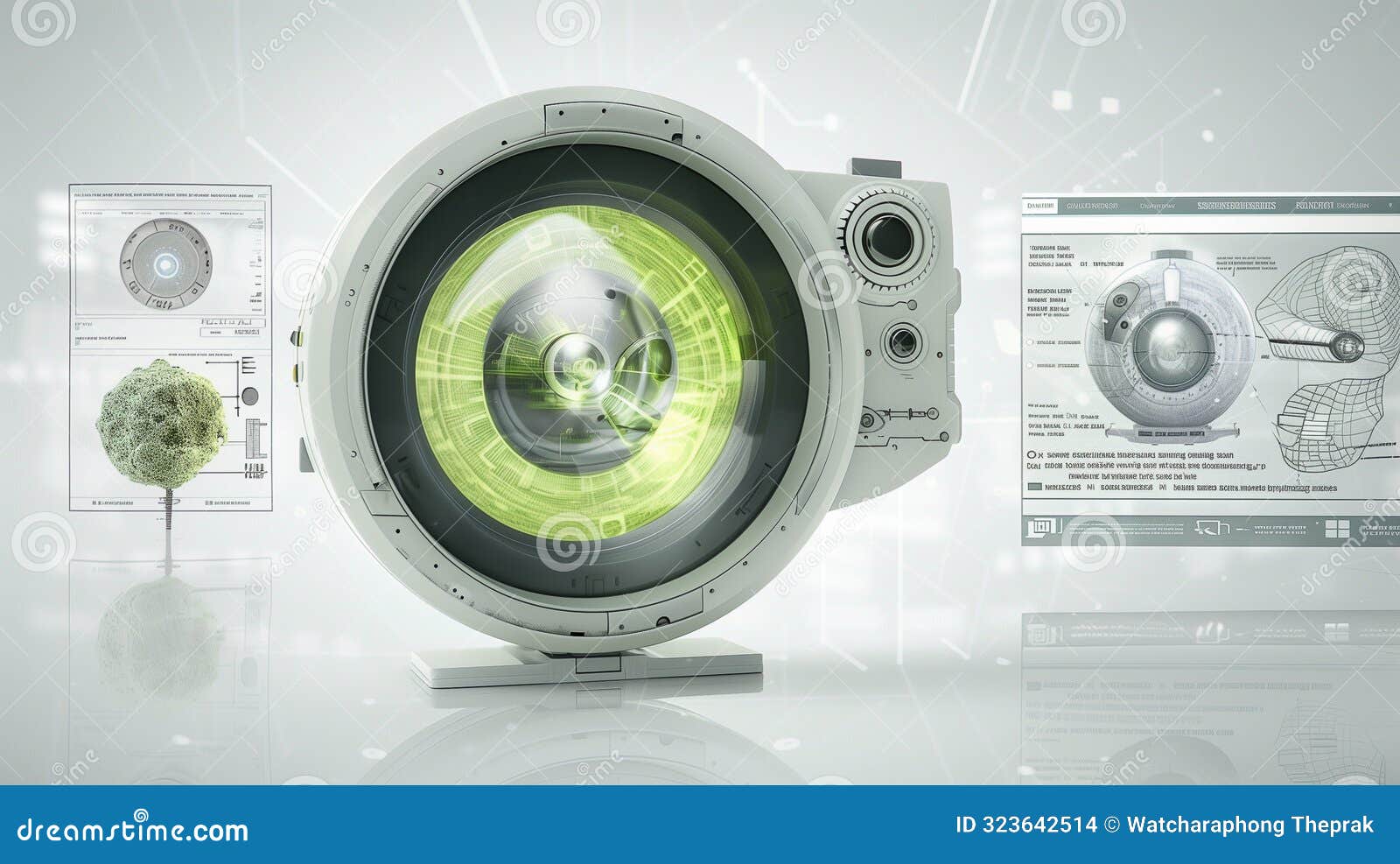 Futuristic Eye-scanning Device with Green Holographic Display ...