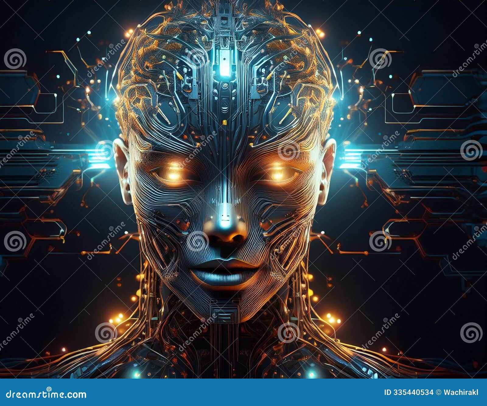 Electronic Face 4 stock illustration. Illustration of cyber - 335440534