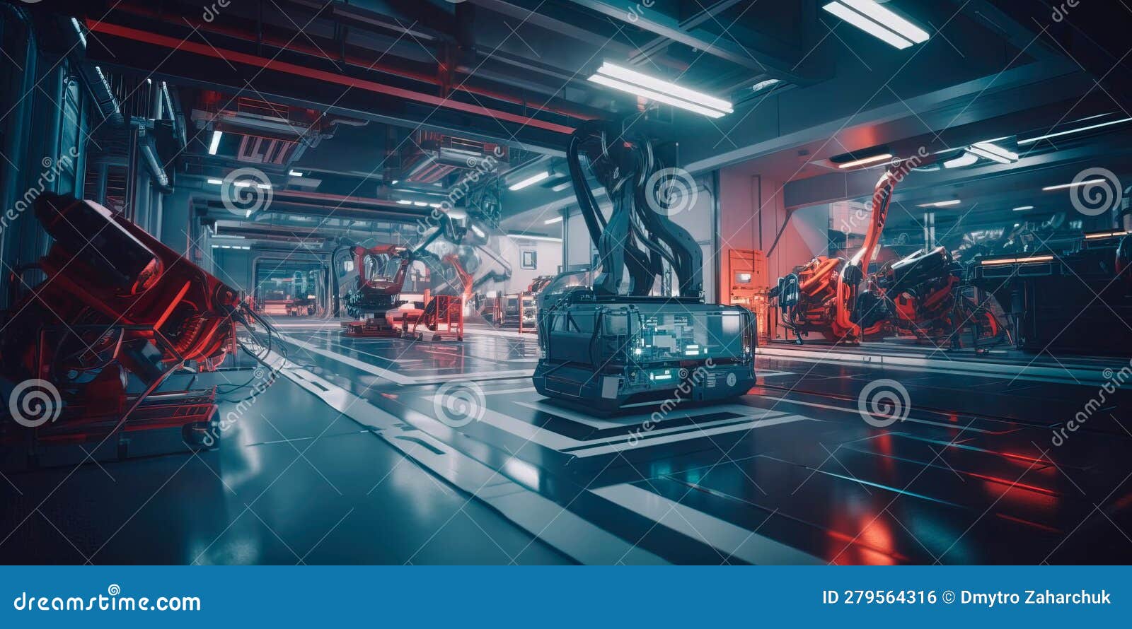 Futuristic Factory with Advanced Machinery and Robots Working Alongside ... Futuristic Factory with Advanced Machinery and Robots Working Alongside ...