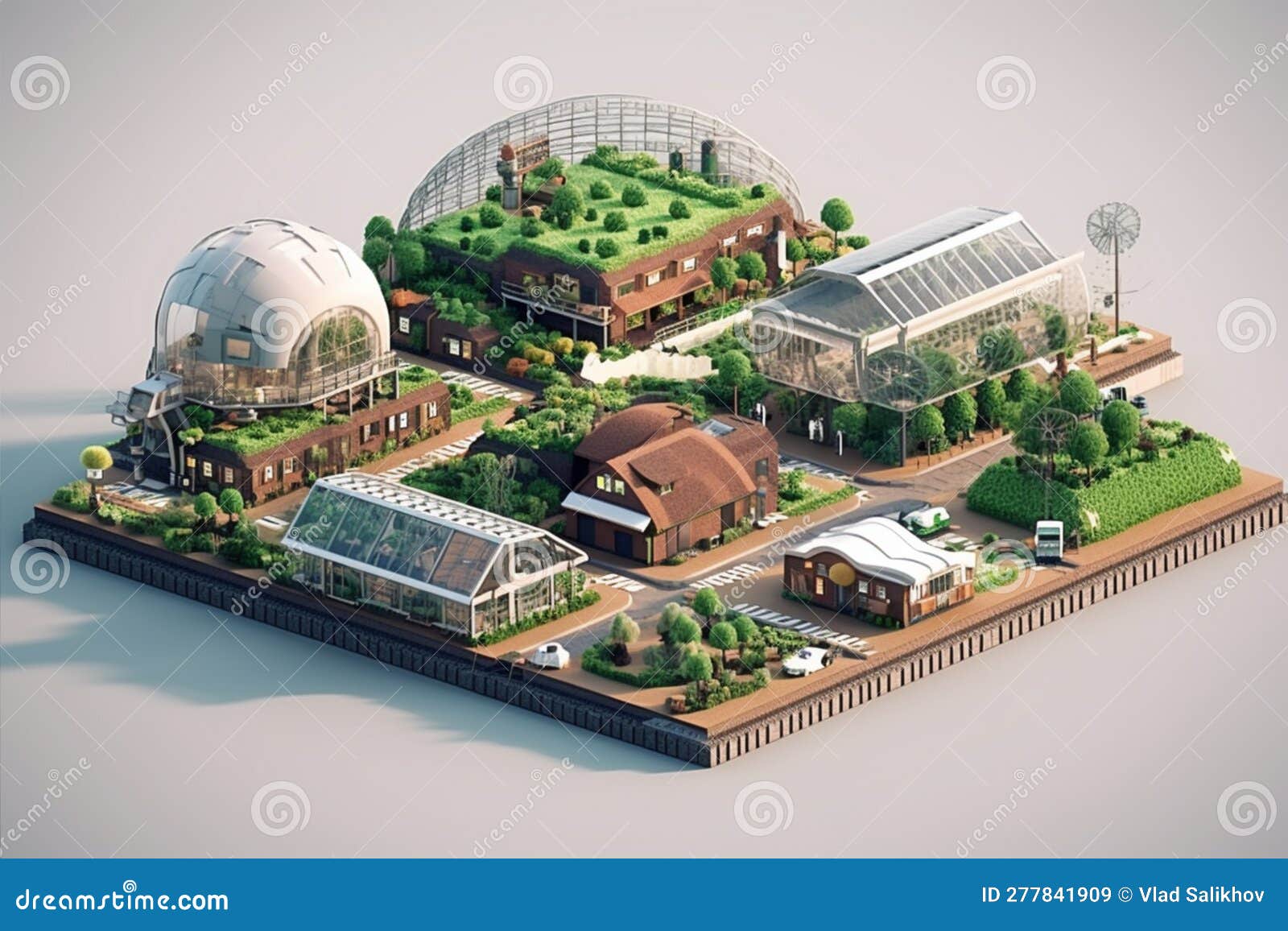 Futuristic Farm with Buildings and Constructions, Isometric 3d Style ...
