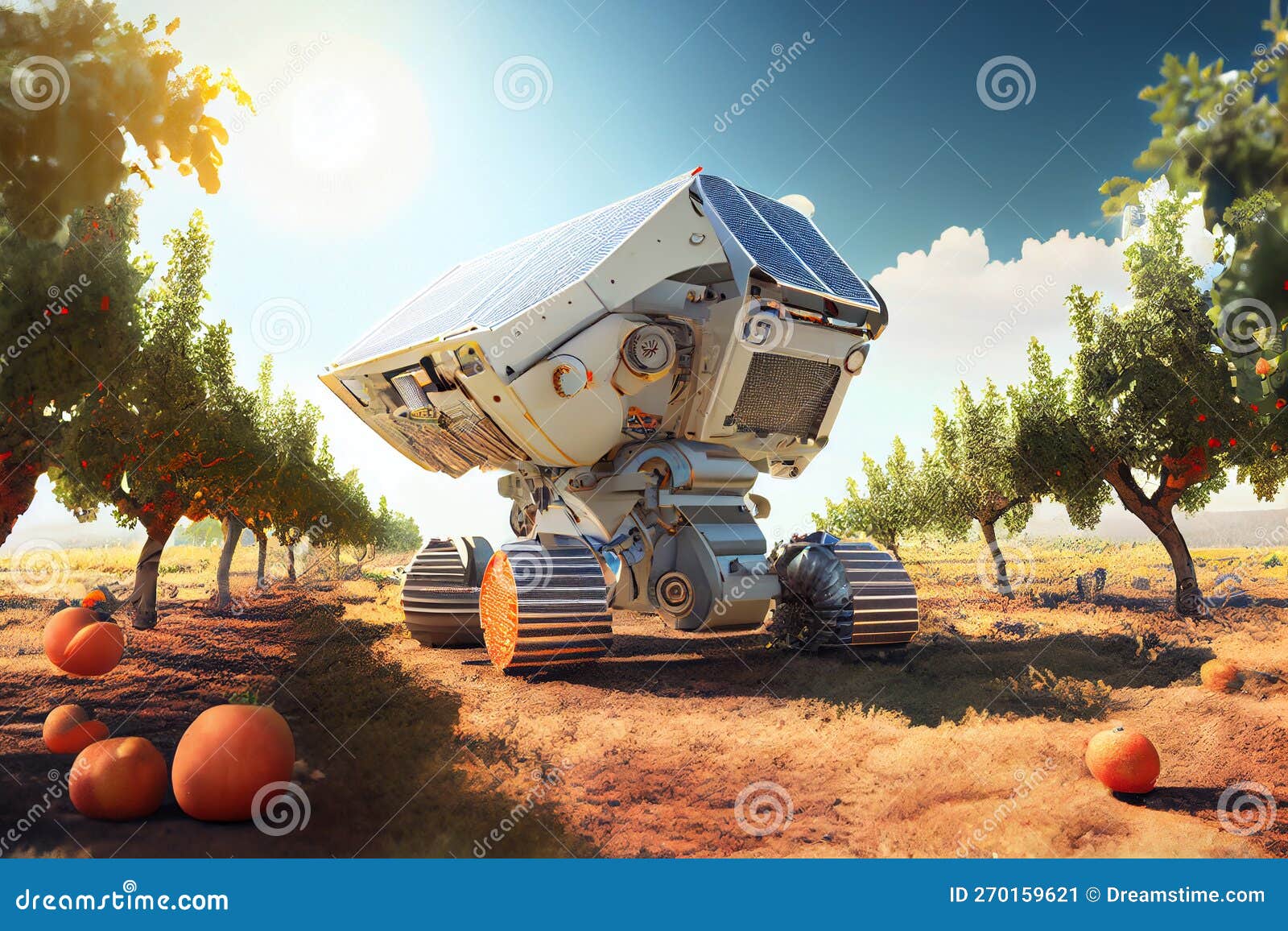 Futuristic Farming Machines and Solar Powered Robots Working in Orchand ... Futuristic Farming Machines and Solar Powered Robots Working in Orchand ...