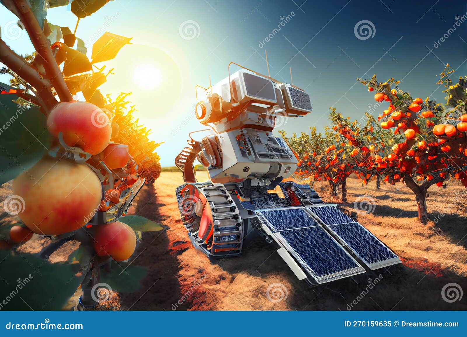 Futuristic Farming Machines and Solar Powered Robots Working in Orchand ... Futuristic Farming Machines and Solar Powered Robots Working in Orchand ...