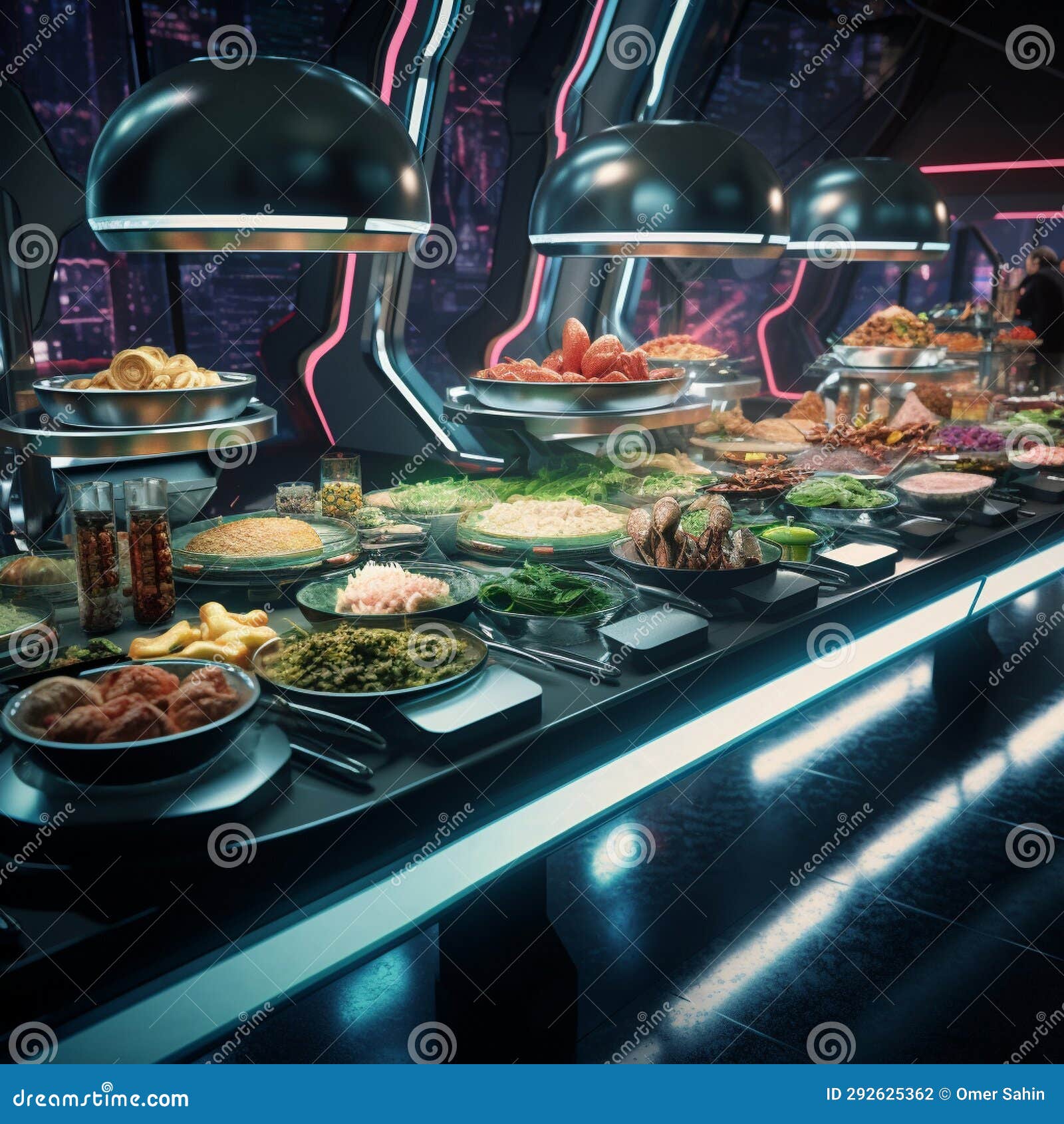 Futuristic Feast with Science Fiction Dining Setup Stock Photo - Image ...