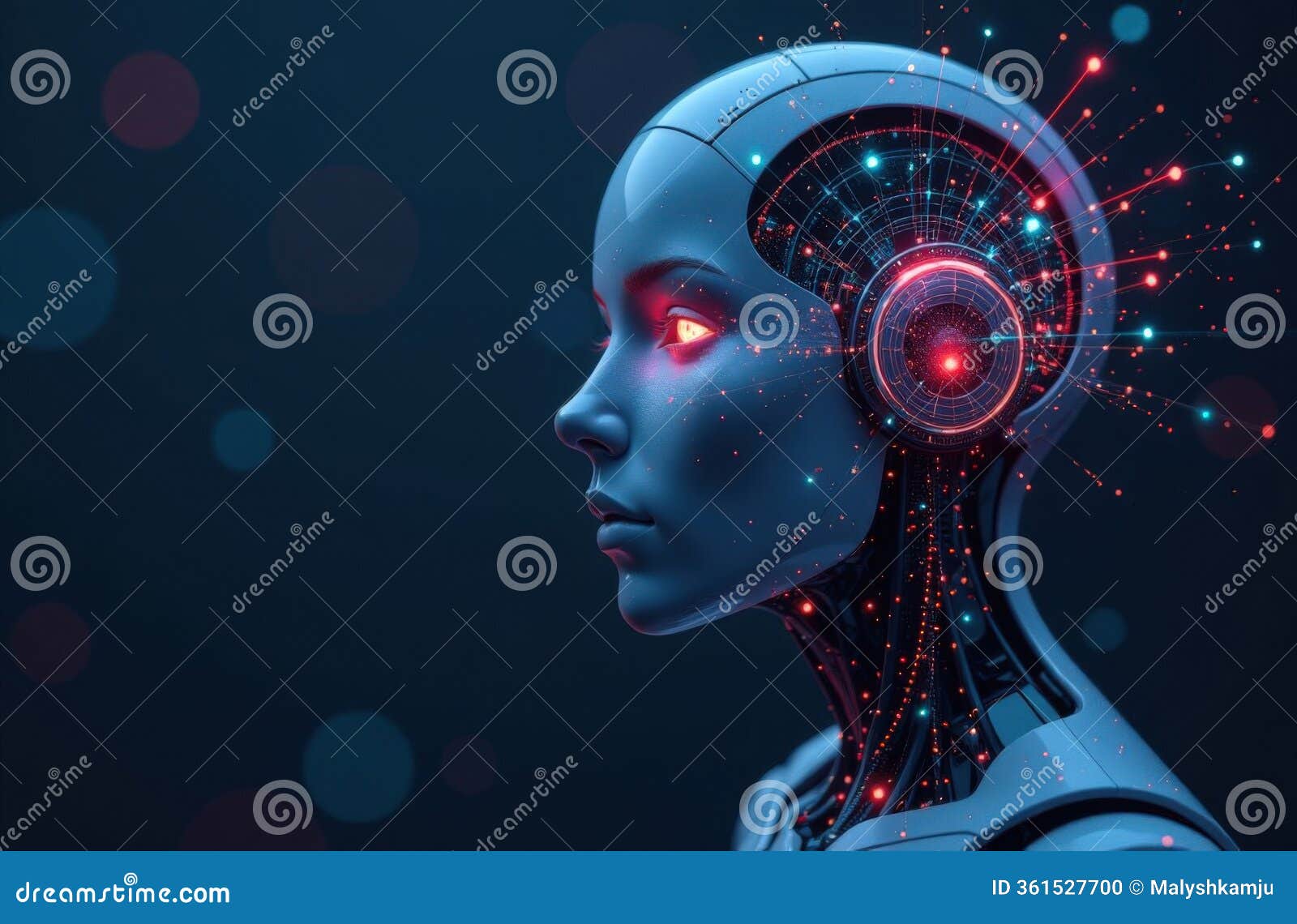 Female Android Robot Eye Close Up. Digital Iris Of Cyber Woman. Bionic ...