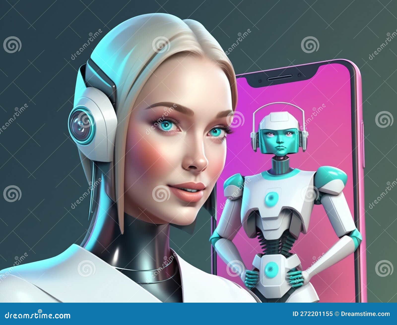 Futuristic Female Cyborg with AI. Concept of Communication, Chatbot ...
