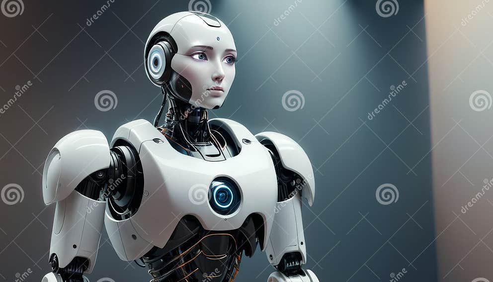 Futuristic Female Robot with Human Features Stock Image - Image of ...