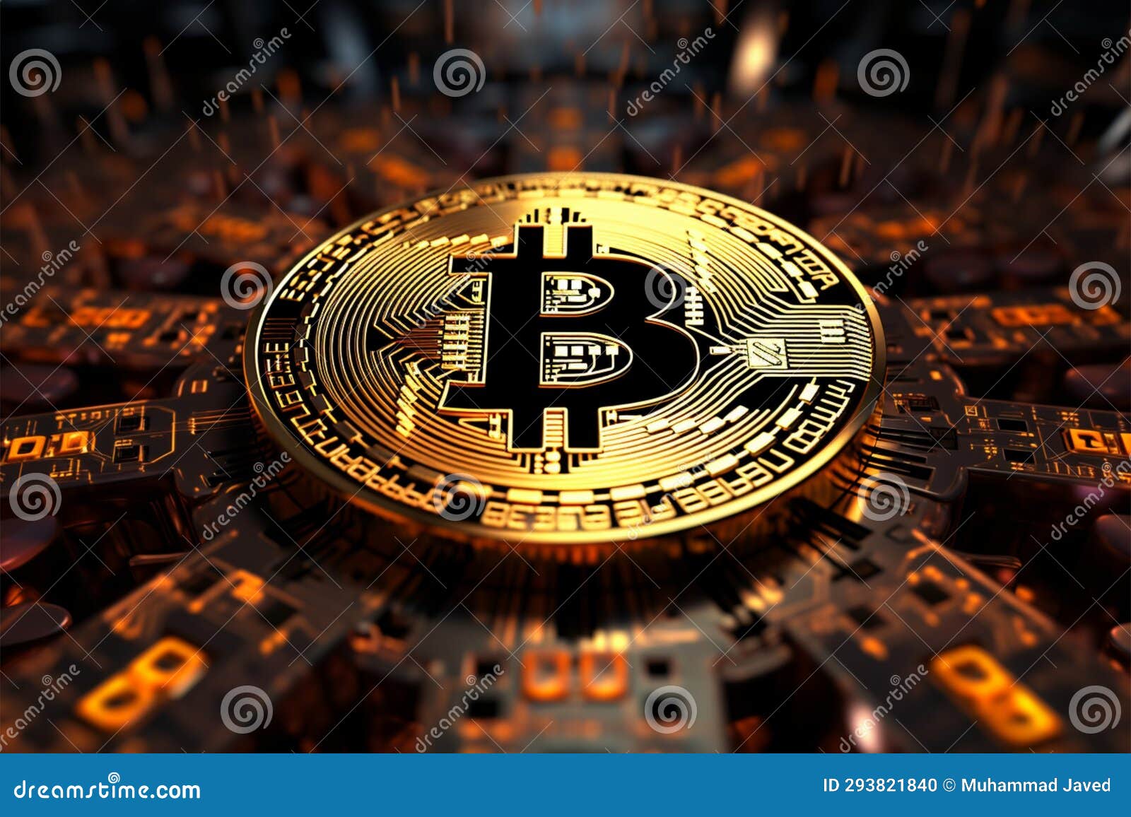 Futuristic Finance Golden Bitcoin on a Matrix Backdrop with Digital ...