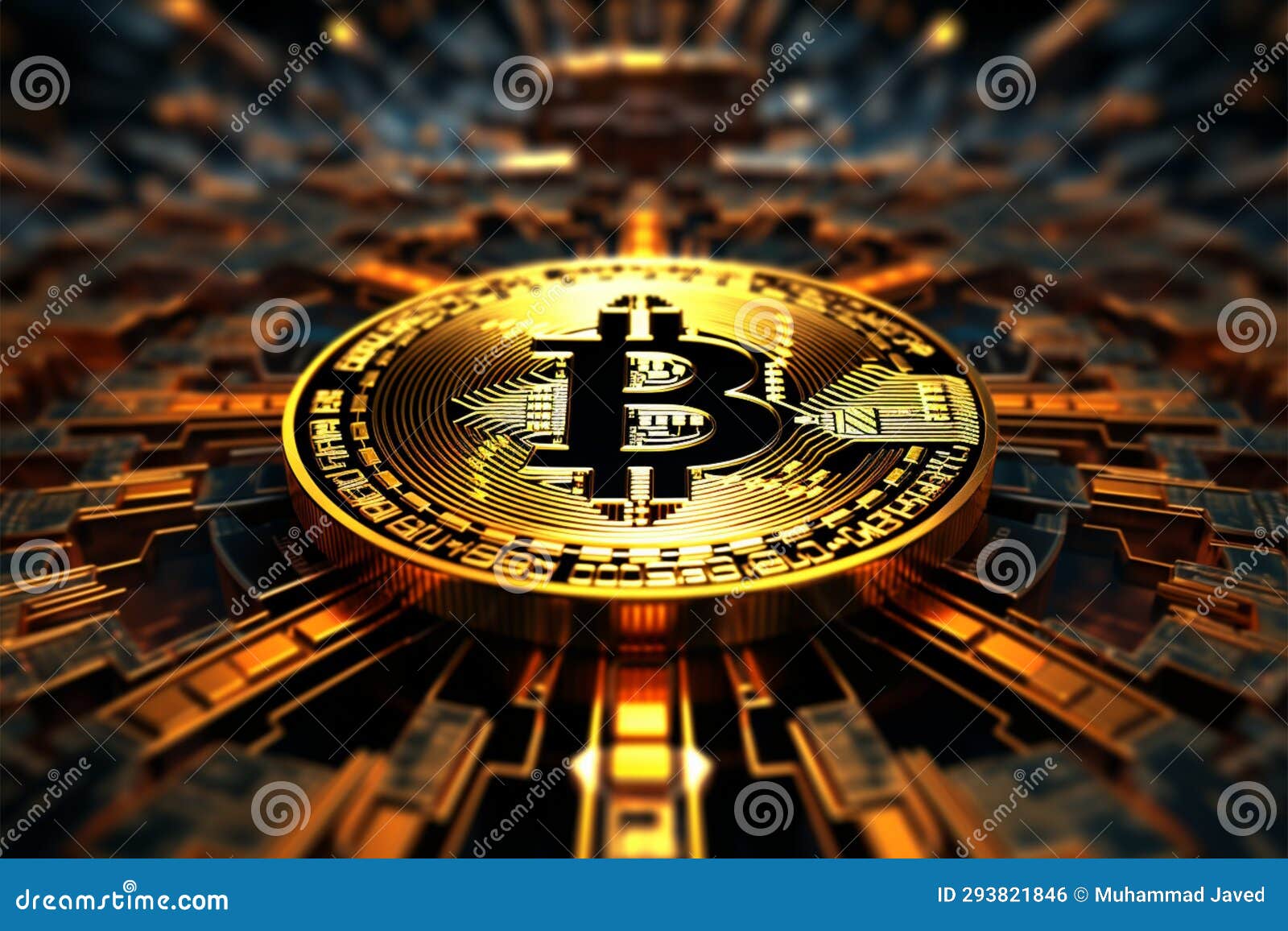 Futuristic Finance Golden Bitcoin on a Matrix Backdrop with Digital ...