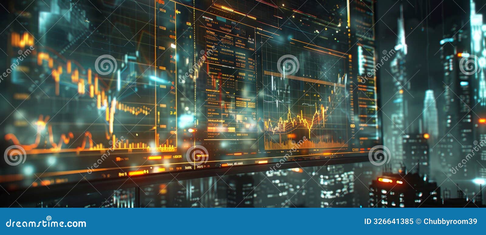 Futuristic Financial Chart with Holographic Projection Displaying ...