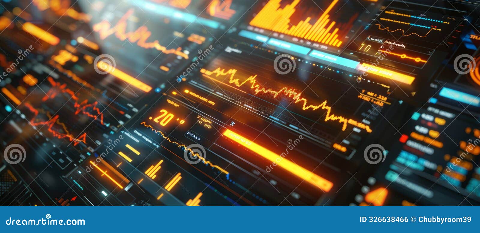 Futuristic Financial Charts and Data Analytics Display with Glowing ... Futuristic Financial Charts and Data Analytics Display with Glowing ...