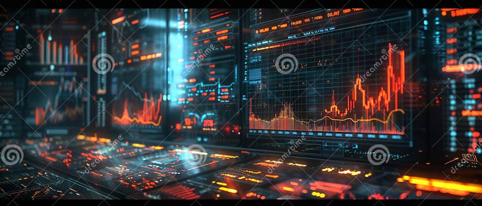 Futuristic Financial Charts with Various Indicators and Data Analysis ...