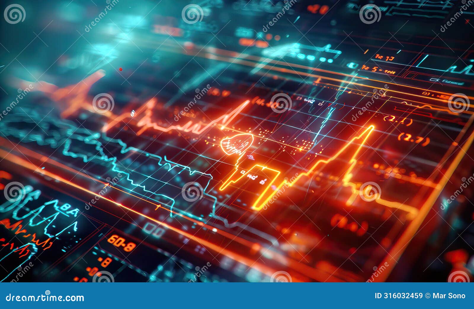 Futuristic Financial Graphs and Data Visualization.Generate AI Stock ...