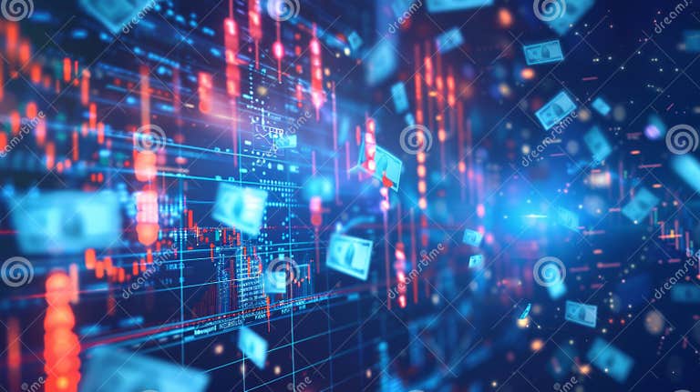 Futuristic Financial Technology Background with Digital Currency and ...