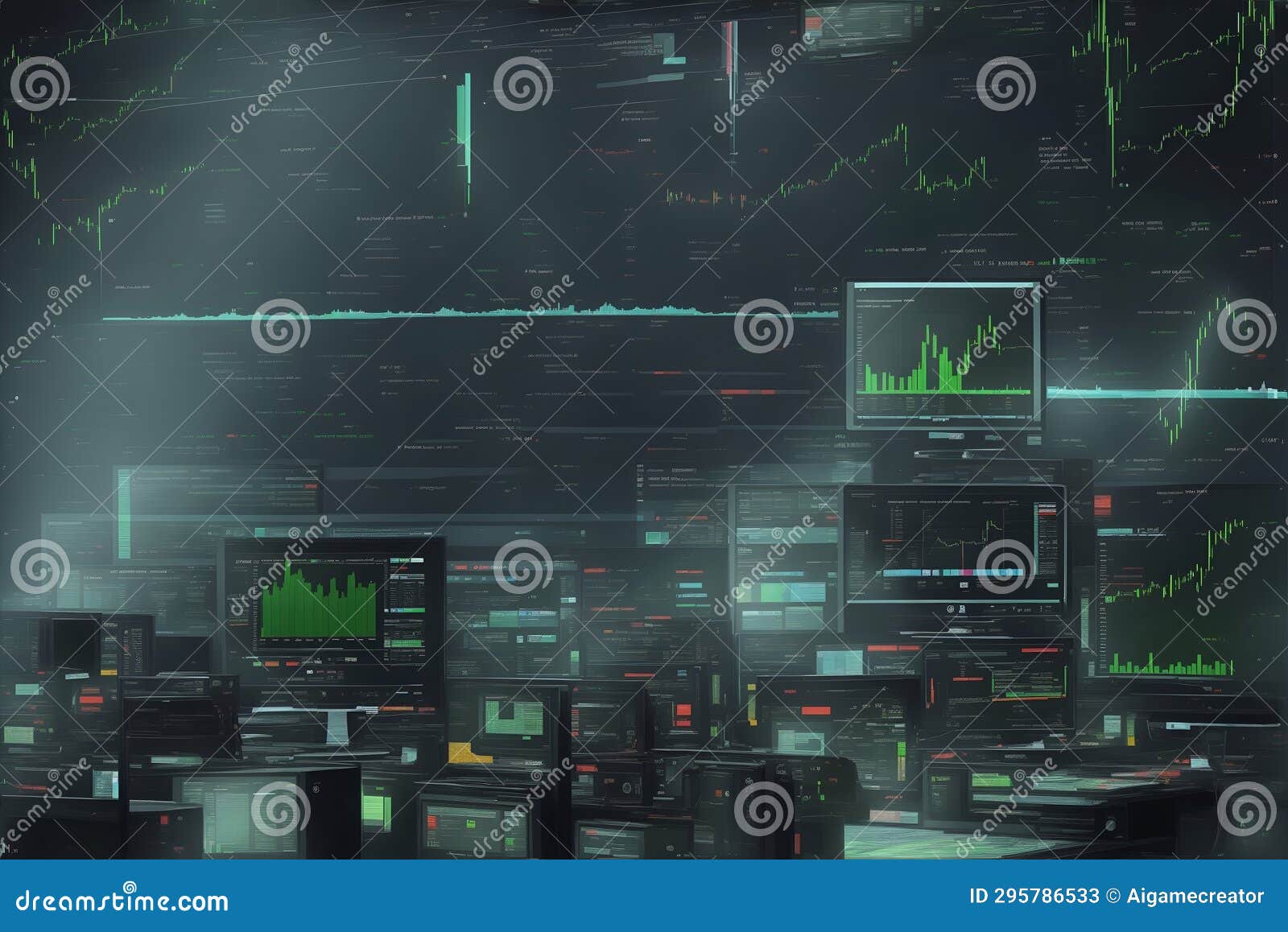 Futuristic Financial Trading Floor Stock Illustration - Illustration of ...