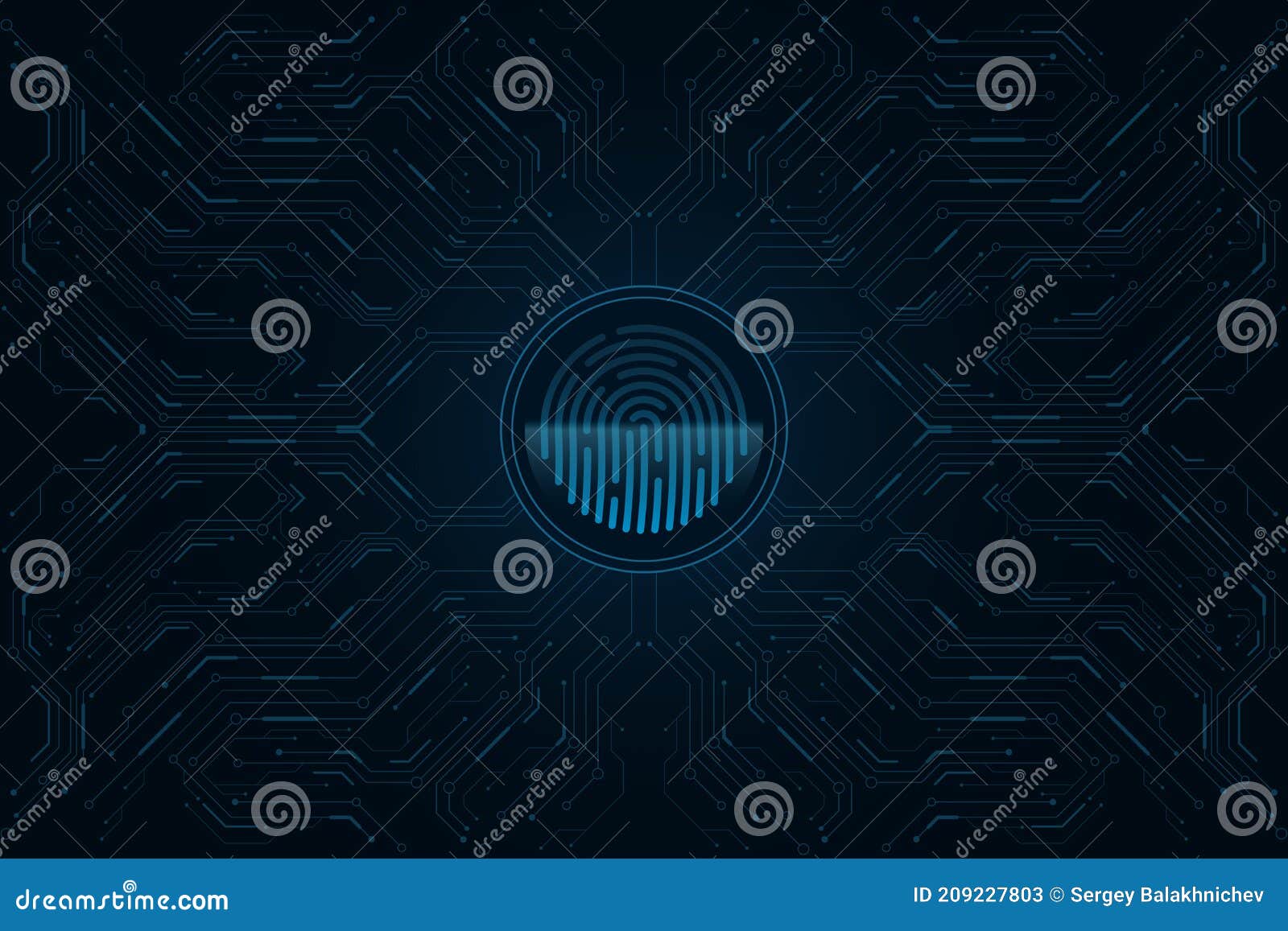 Futuristic Fingerprint UI Design. Scanning User Data. Glowing Blue HUD ...