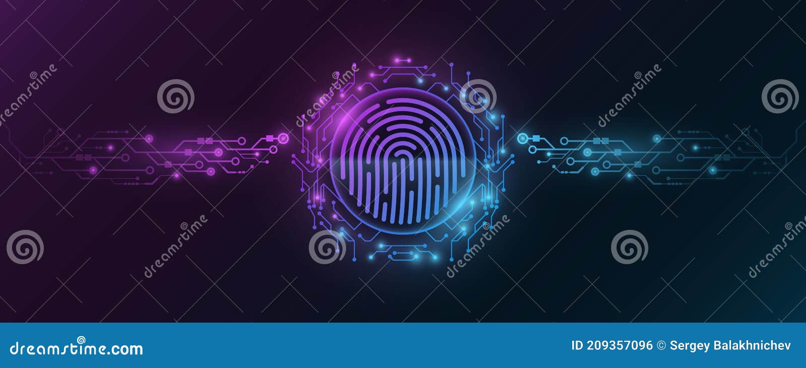 Futuristic Fingerprint UI Design. Scanning User Data. Glowing Blue HUD ...