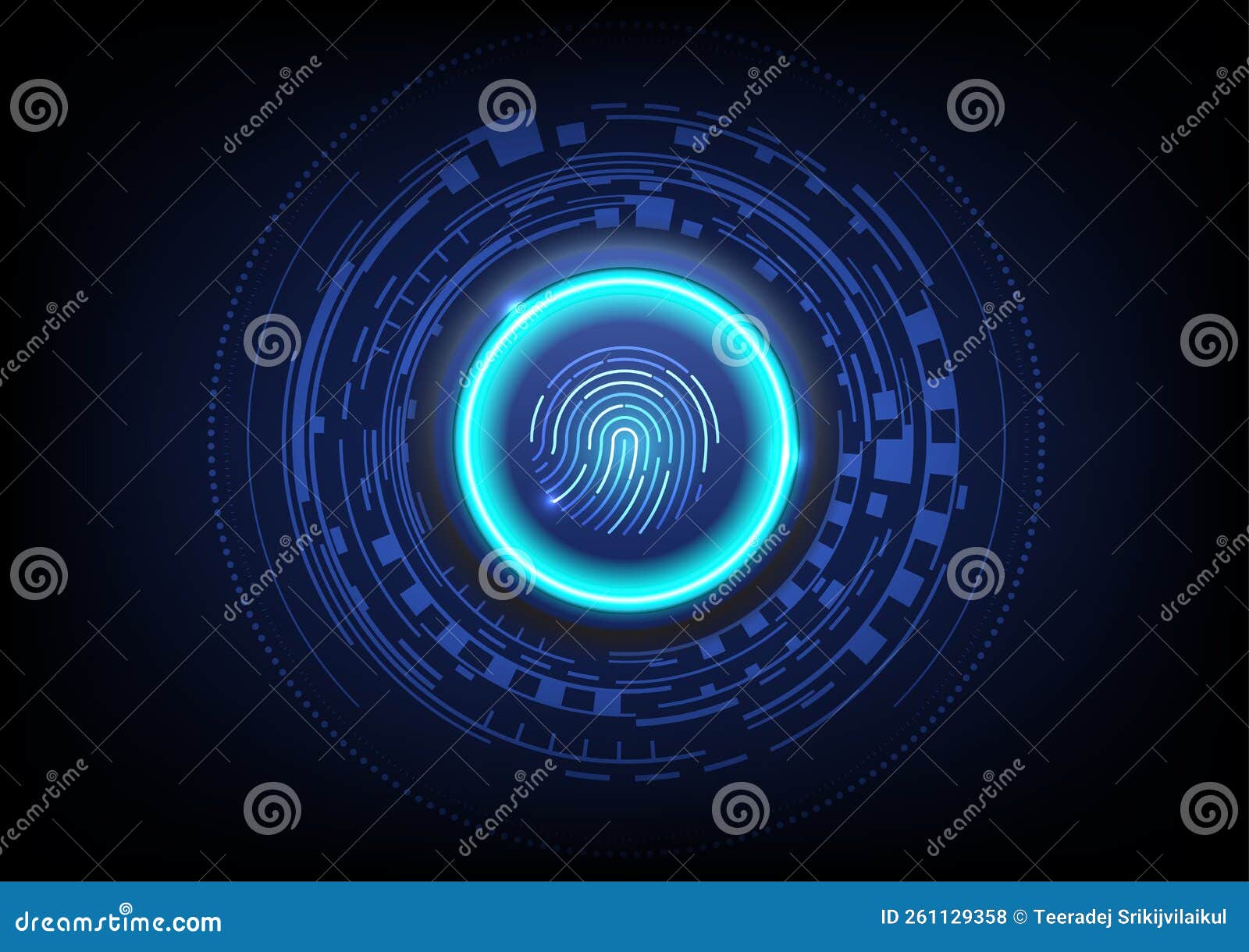 Futuristic Fingerprint Round Button. Stock Vector - Illustration of ...