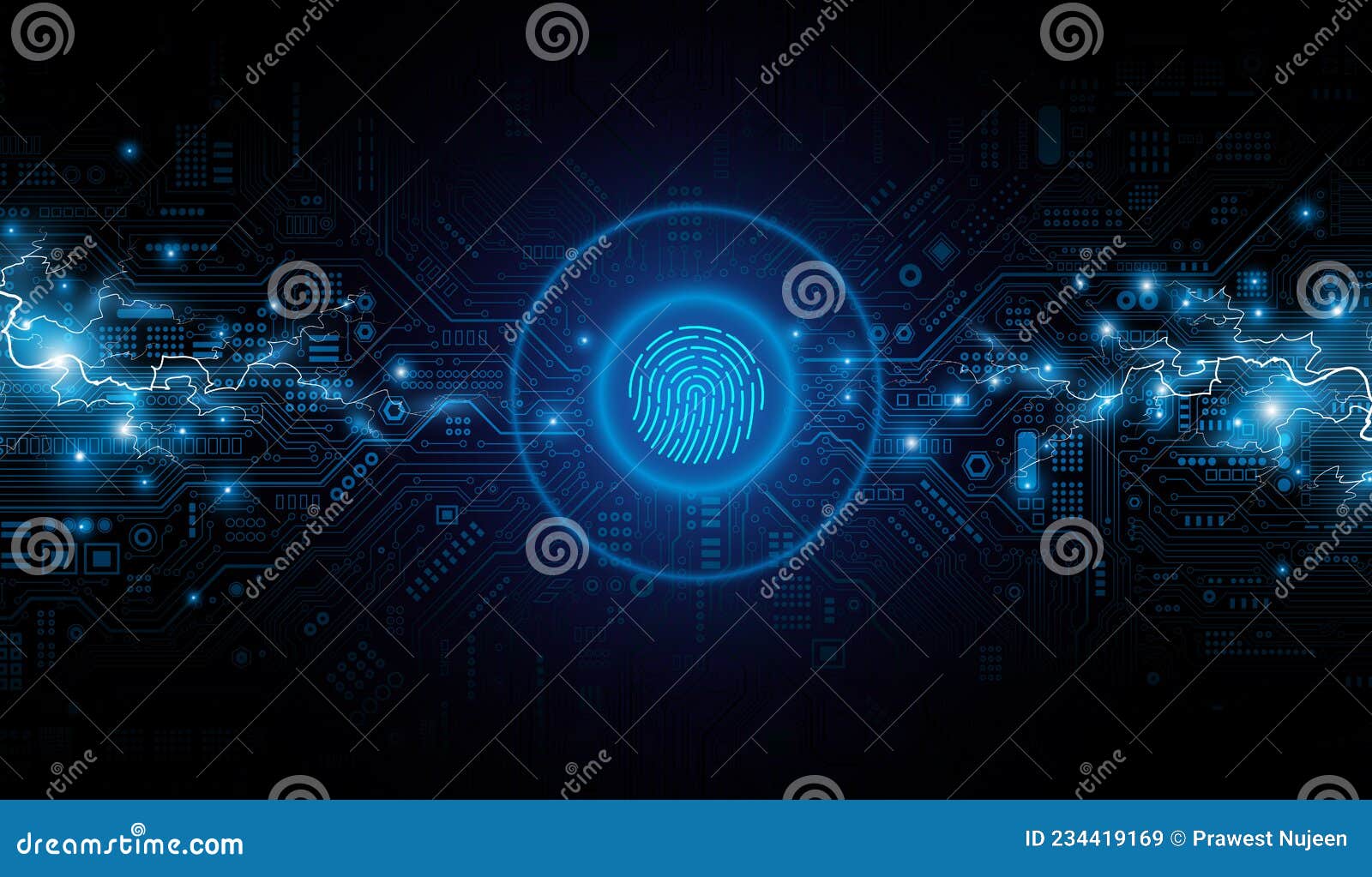 Futuristic Fingerprint.Touch The Future.Circuit Security Style. Cartoon ...