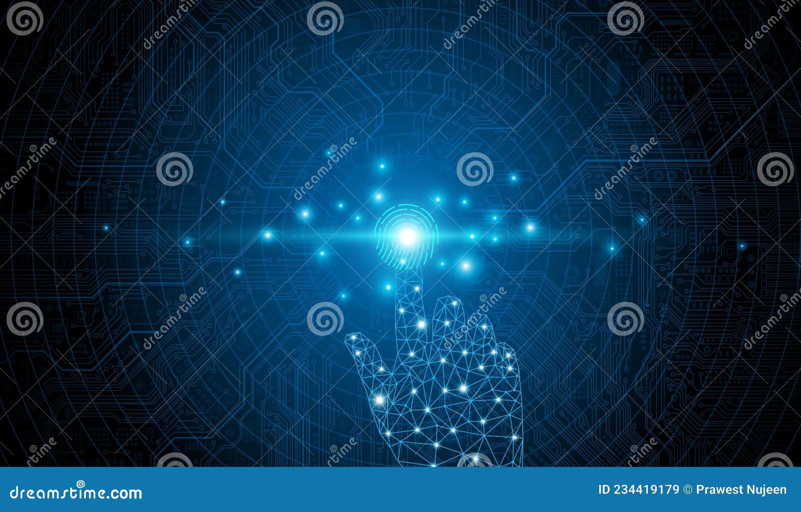 Futuristic Fingerprint.Touch the Future.Circuit Security Style. Stock ...