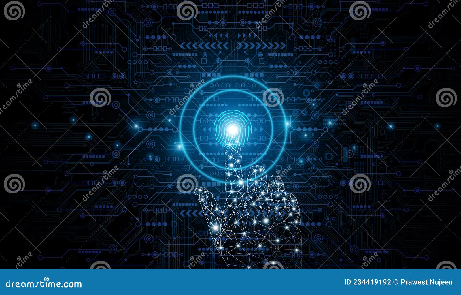 Futuristic Fingerprint.Touch the Future.Circuit Security Style. Stock ...