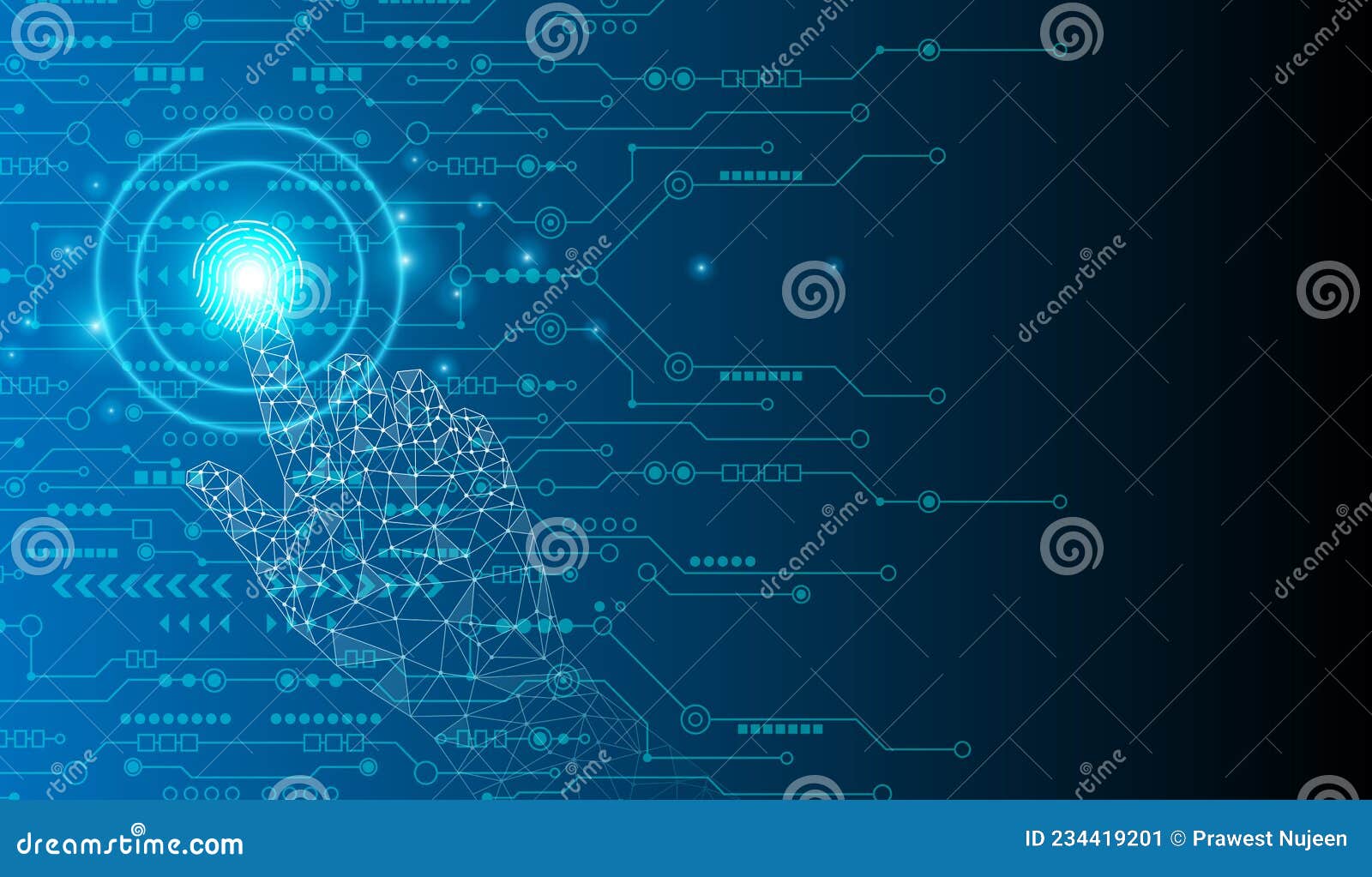 Futuristic Fingerprint.Touch the Future.Circuit Security Style. Stock ...