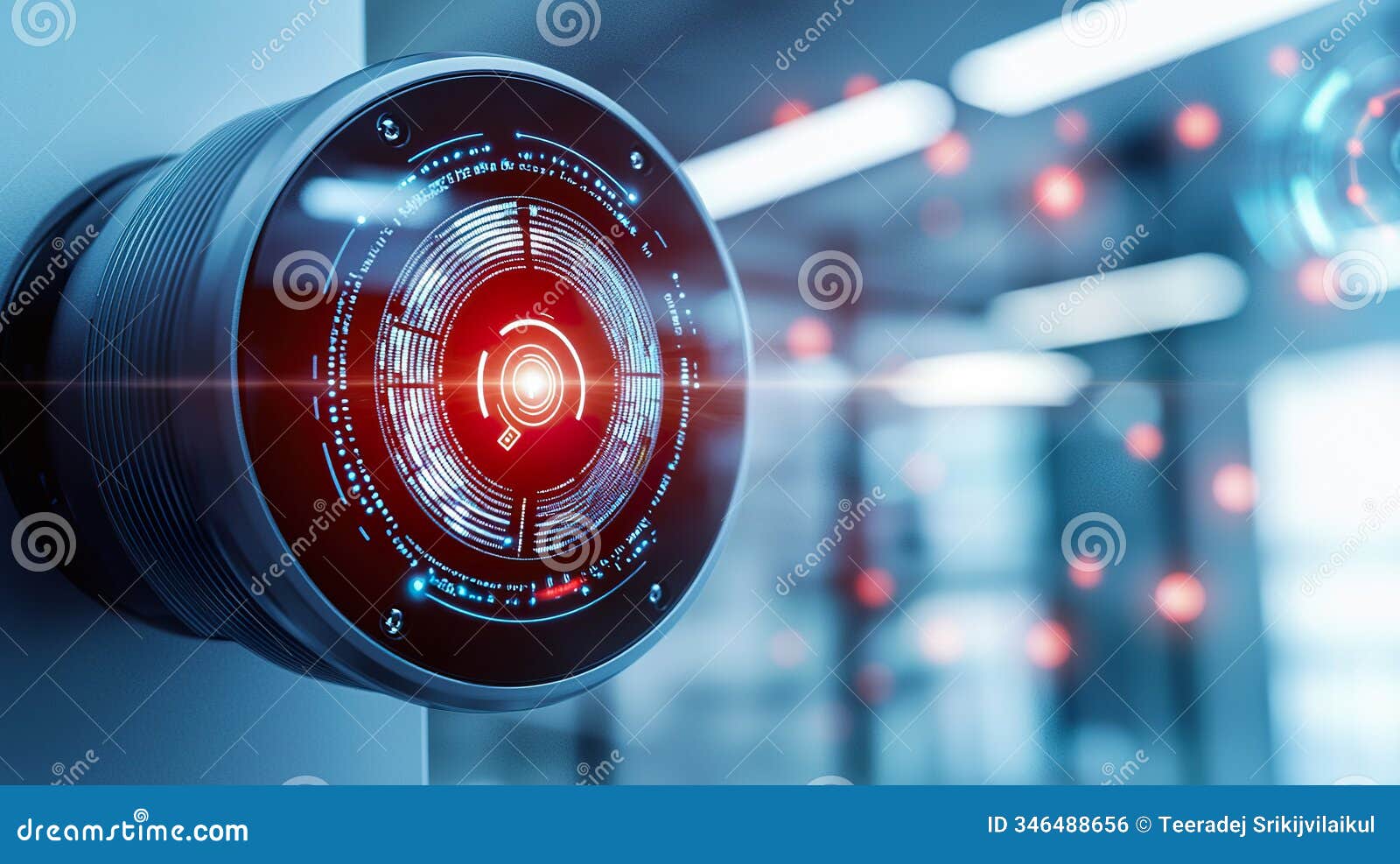 Futuristic Fire Alarm with High-Tech Digital Interface Stock ...