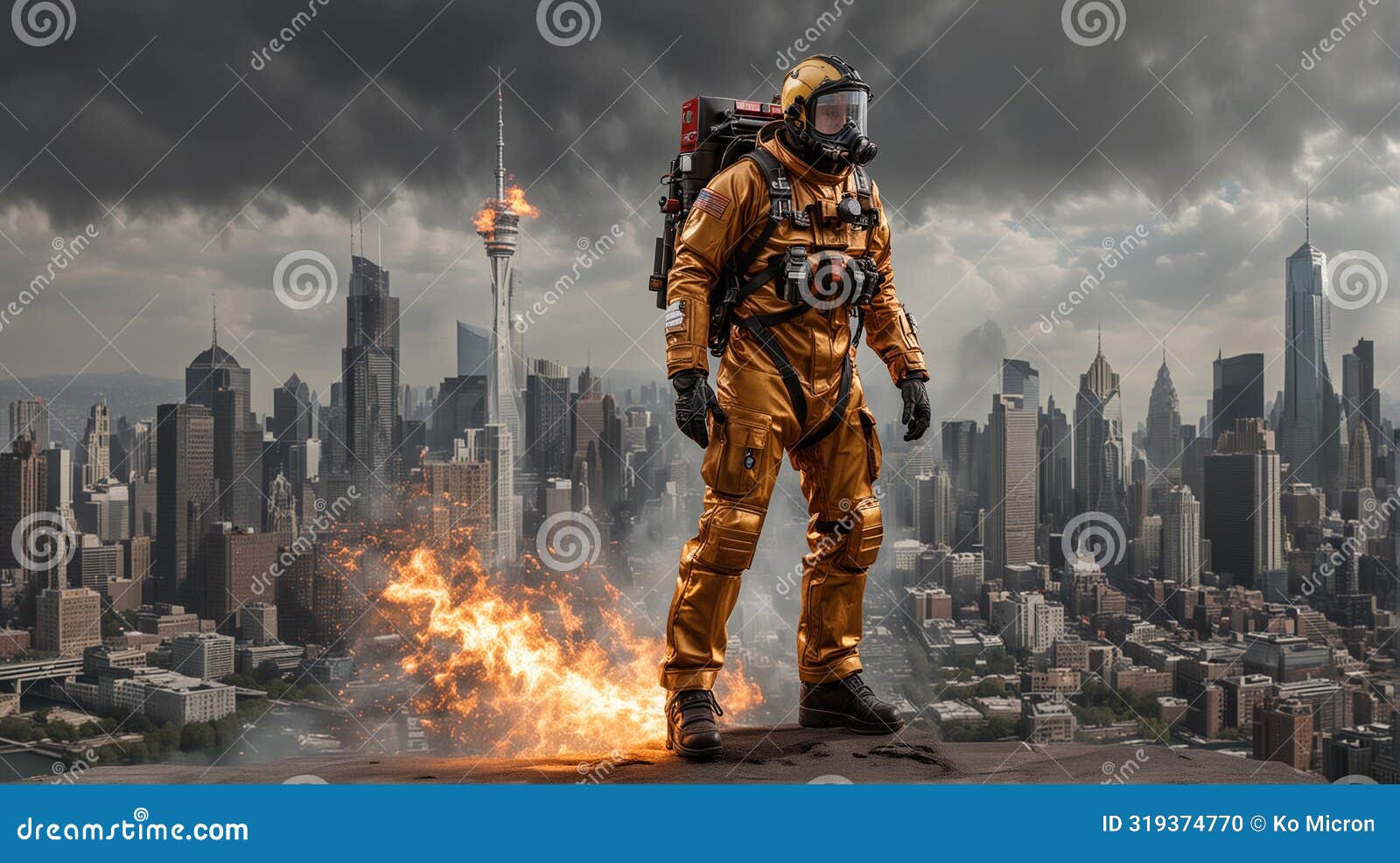 Futuristic Firefighters Use Advanced Technology. Stock Illustration ...