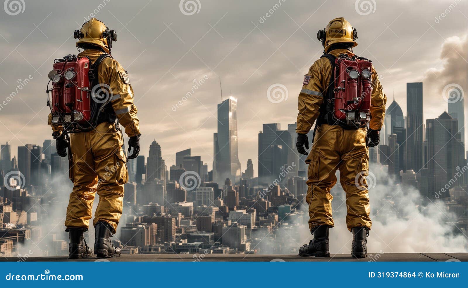 Futuristic Firefighters Use Advanced Technology. Stock Illustration ...