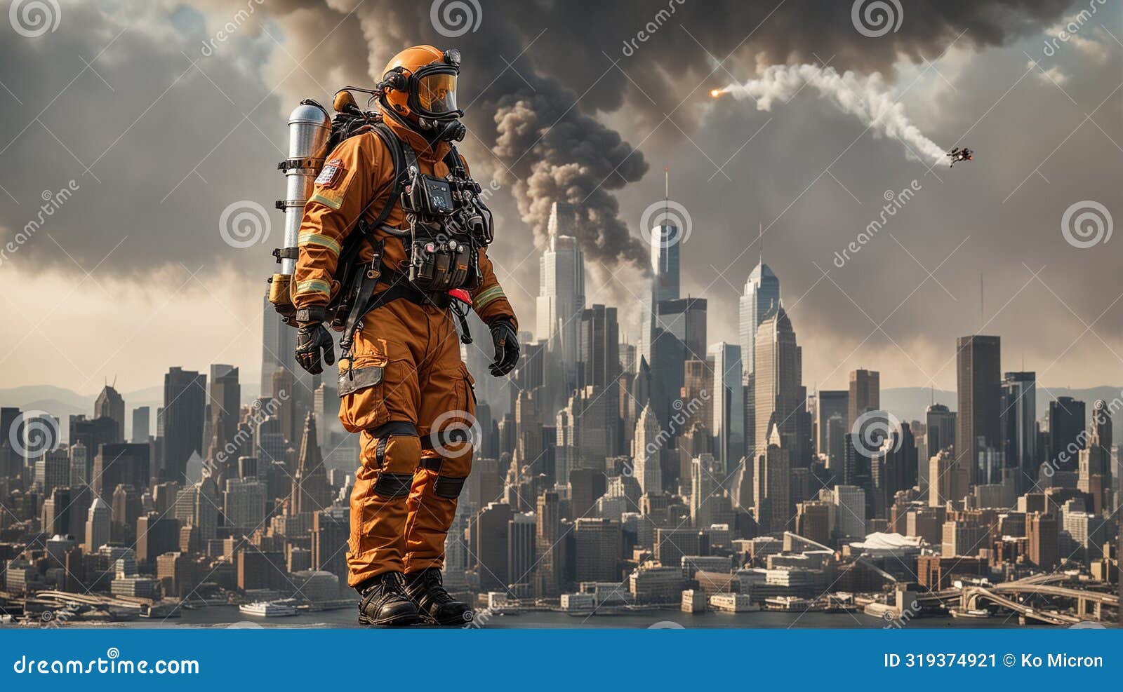 Futuristic Firefighters Use Advanced Technology. Stock Illustration ...