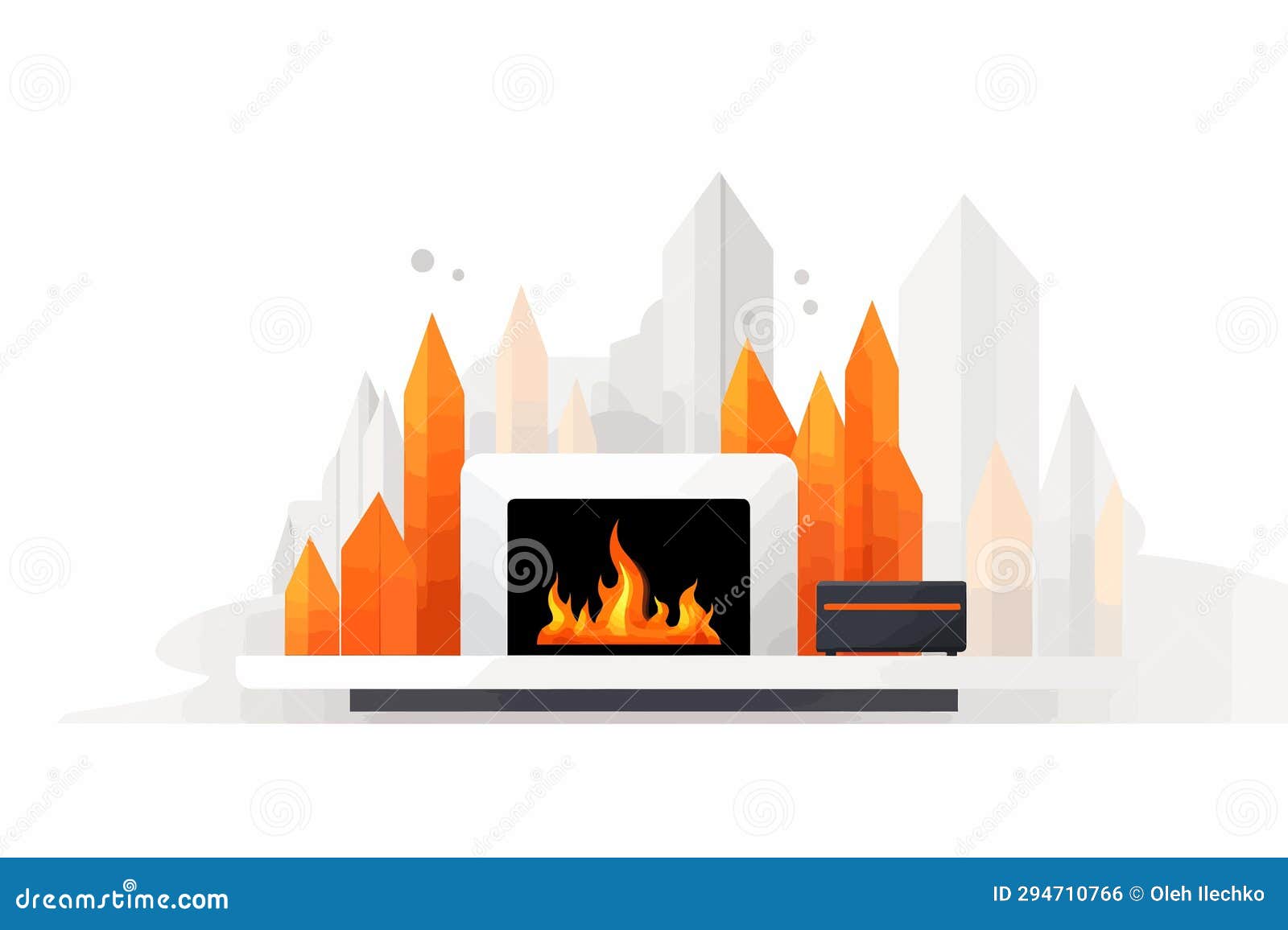 Futuristic Fireplace Vector Flat Minimalistic Isolated Vector Style ...
