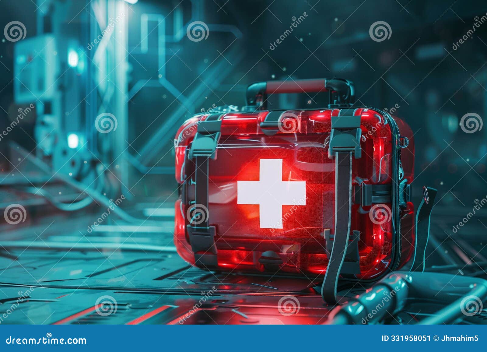 Futuristic First Aid Kit stock illustration. Illustration of dark ...