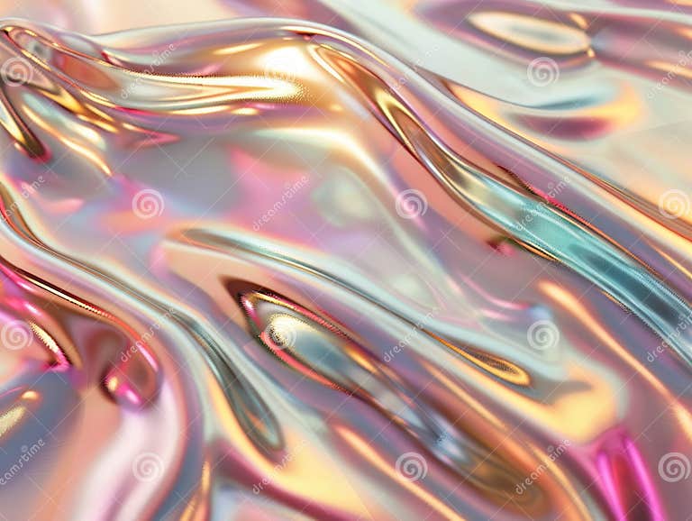 Futuristic Flow a Chrome River in Sunrise Hues for Tech Interface ...