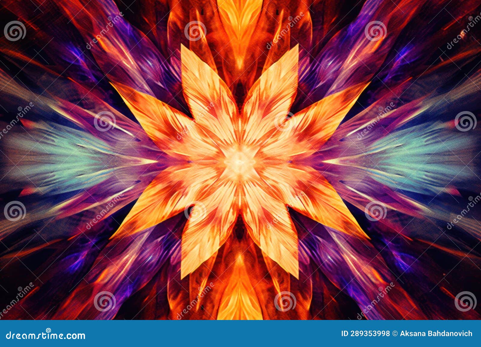 Futuristic Flower Illustration in Kaleidoscope Technique Stock ...