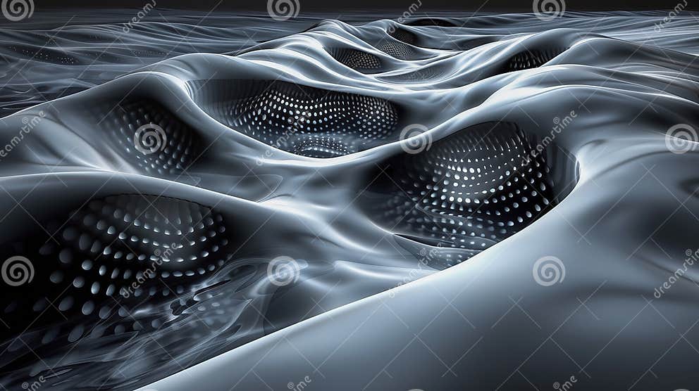 Futuristic Fluid Surface with Light Patterns and Depth Stock ...
