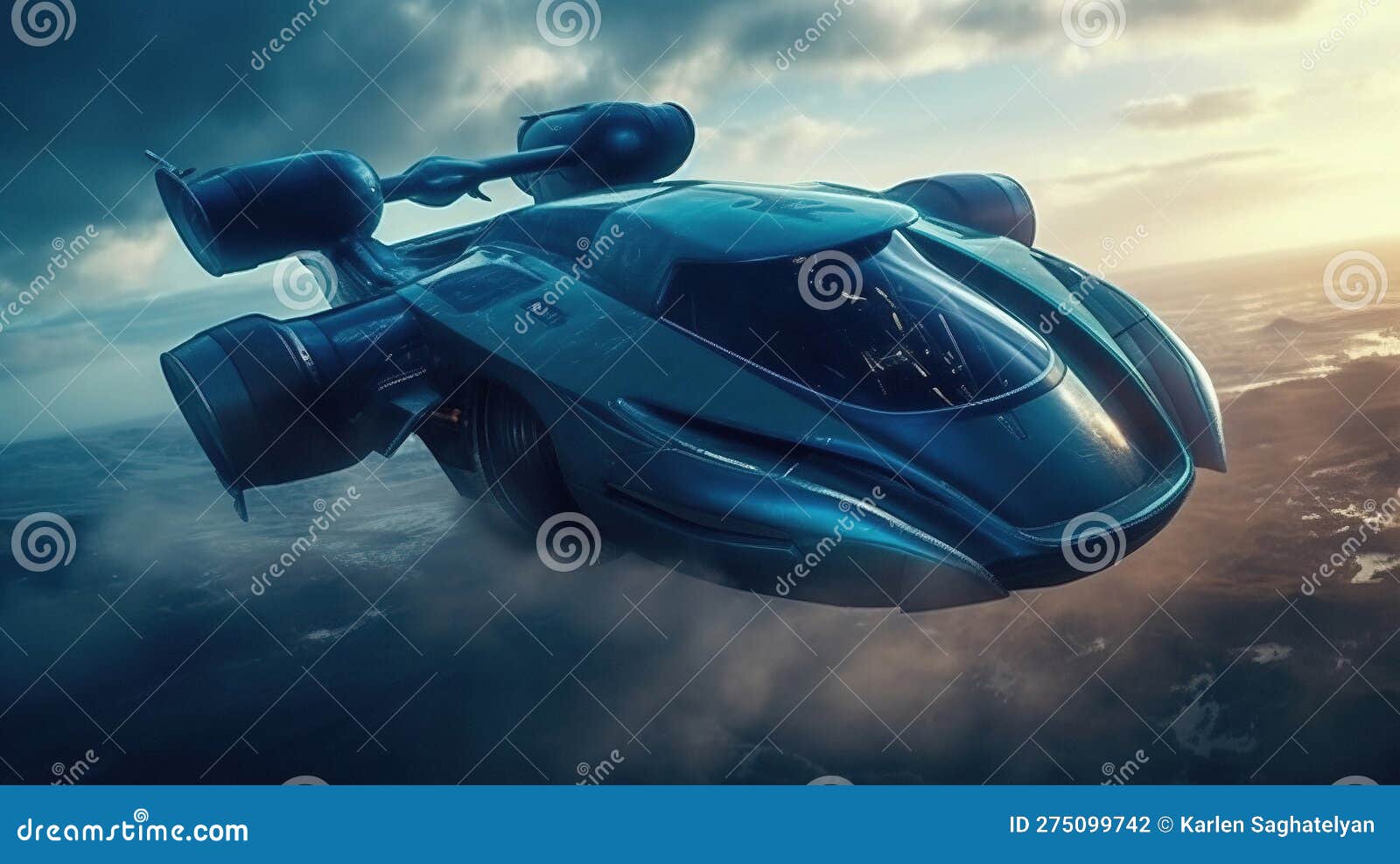 Futuristic Flying Car Concept, Flying Machine, Flying Above the Land ...