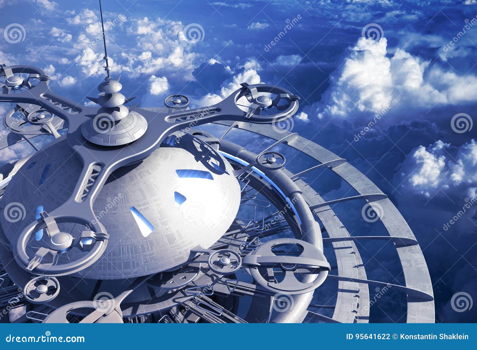 Futuristic Flying Car Driving On The Highway Royalty-Free Stock ...