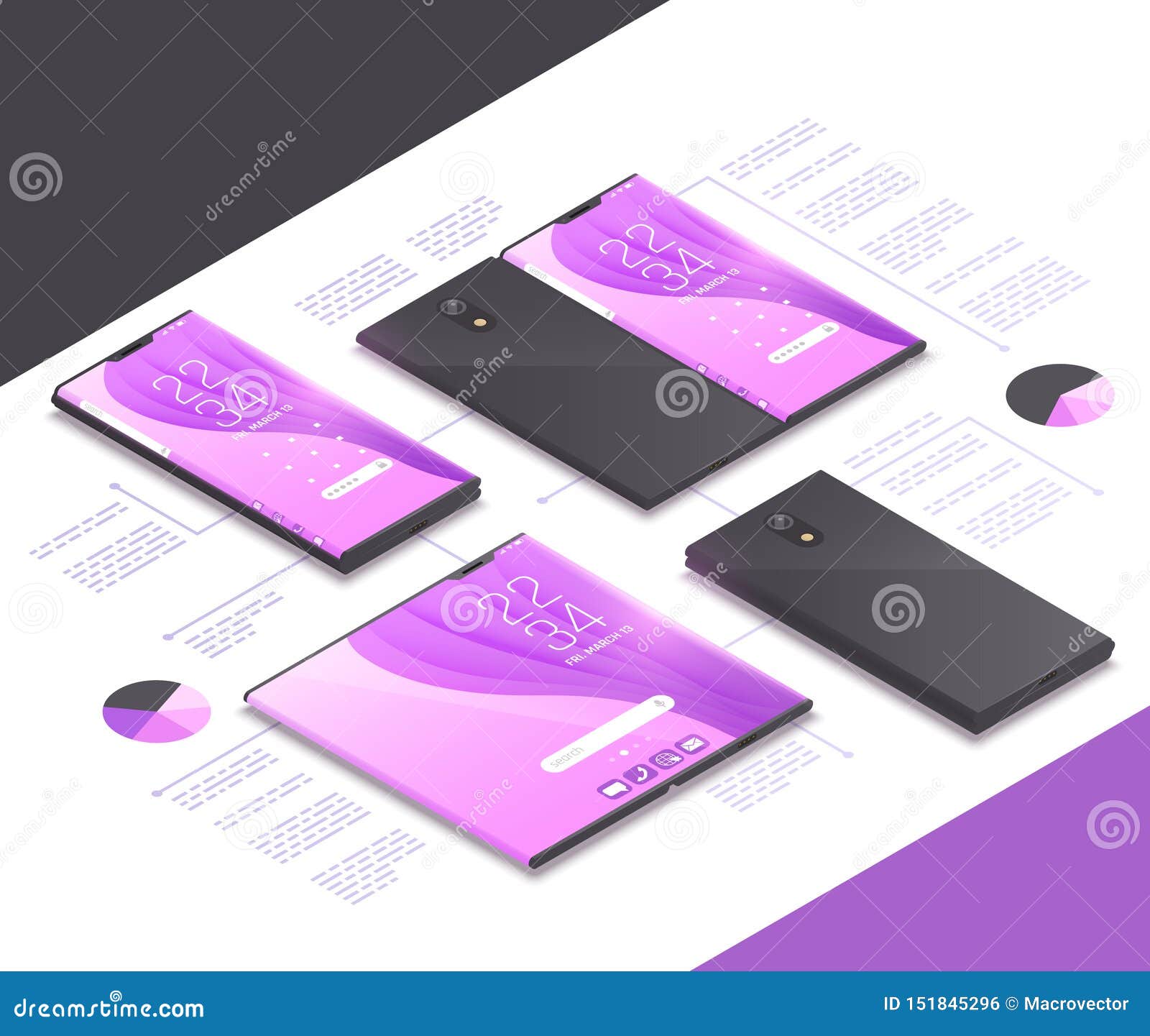Futuristic Foldable Phones Mockup Stock Vector - Illustration of ...