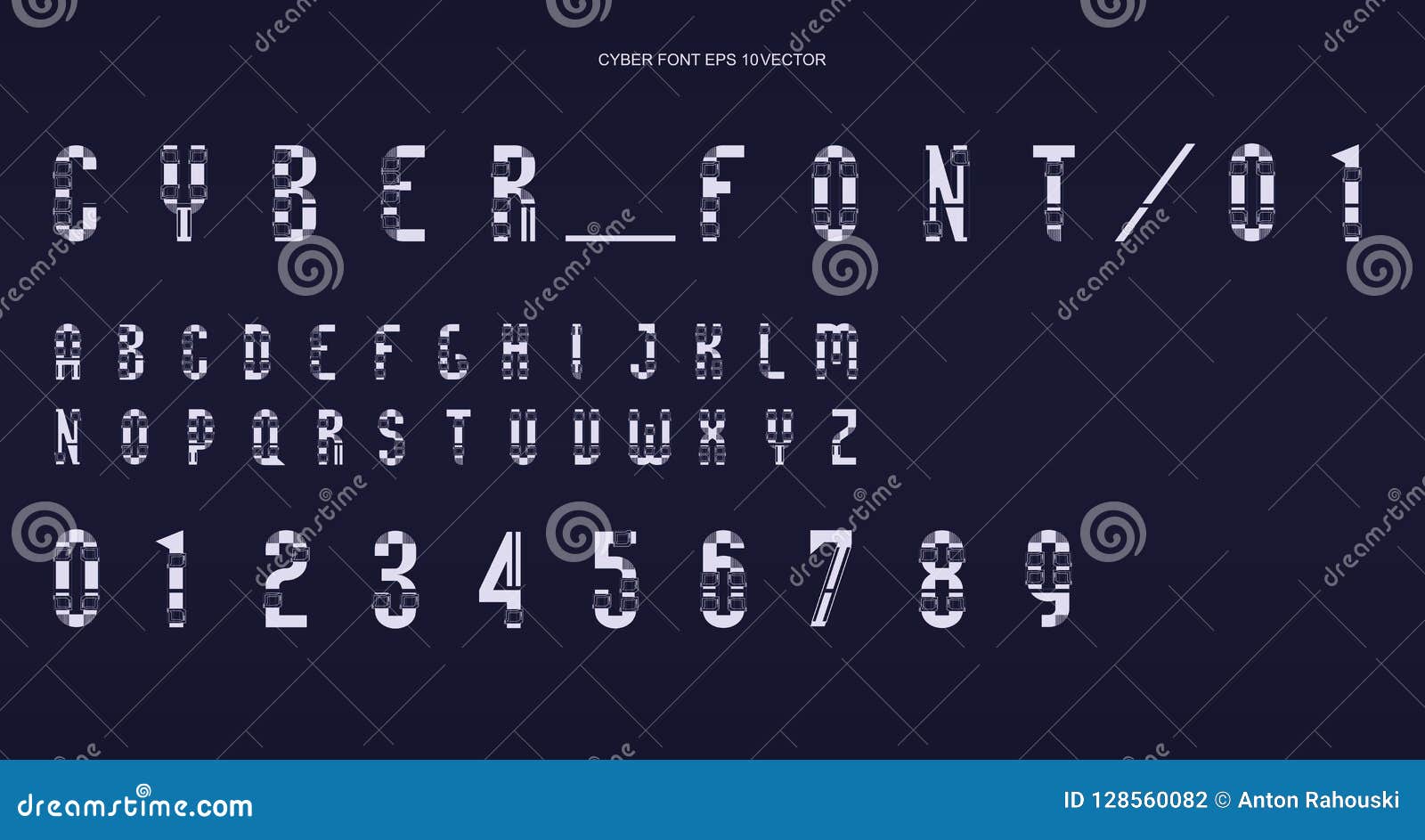 Futuristic Font Design. Letters and Numbers for Web and App. Techno ...