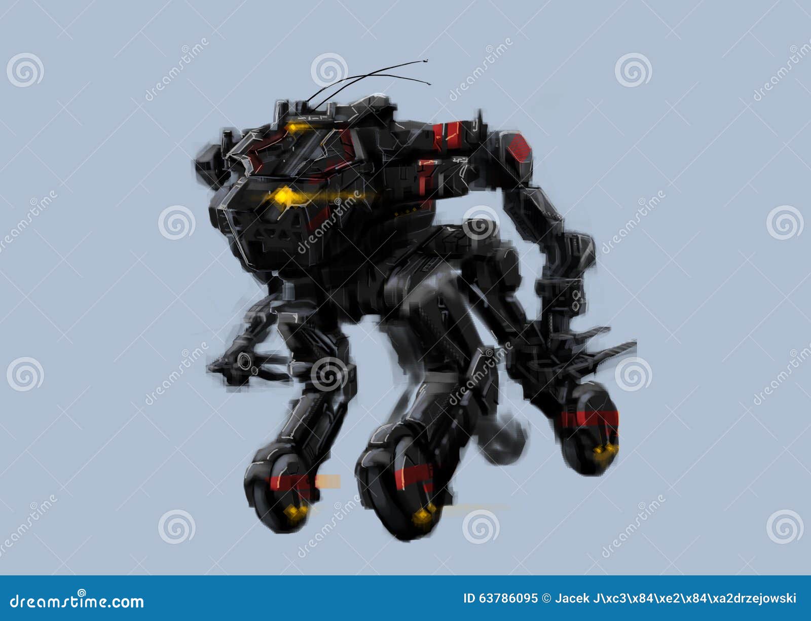 Futuristic Four Wheels Robot Separated from Background Concept Art ...