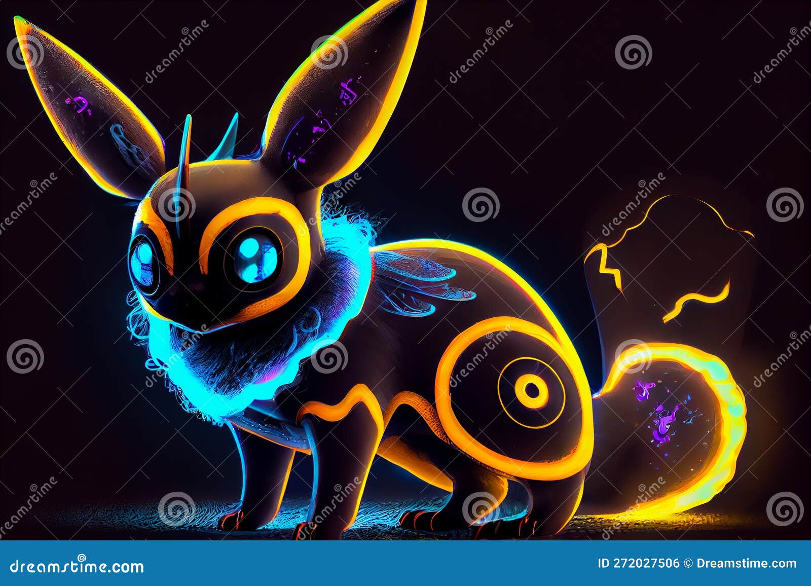 Futuristic Fox in Neon Colors. Generative AI, Generative, AI Stock ...