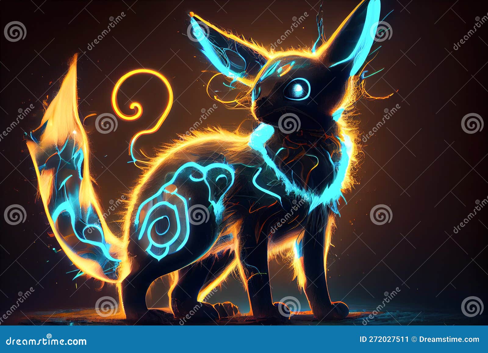 Futuristic Fox in Neon Colors. Generative AI, Generative, AI Stock ...