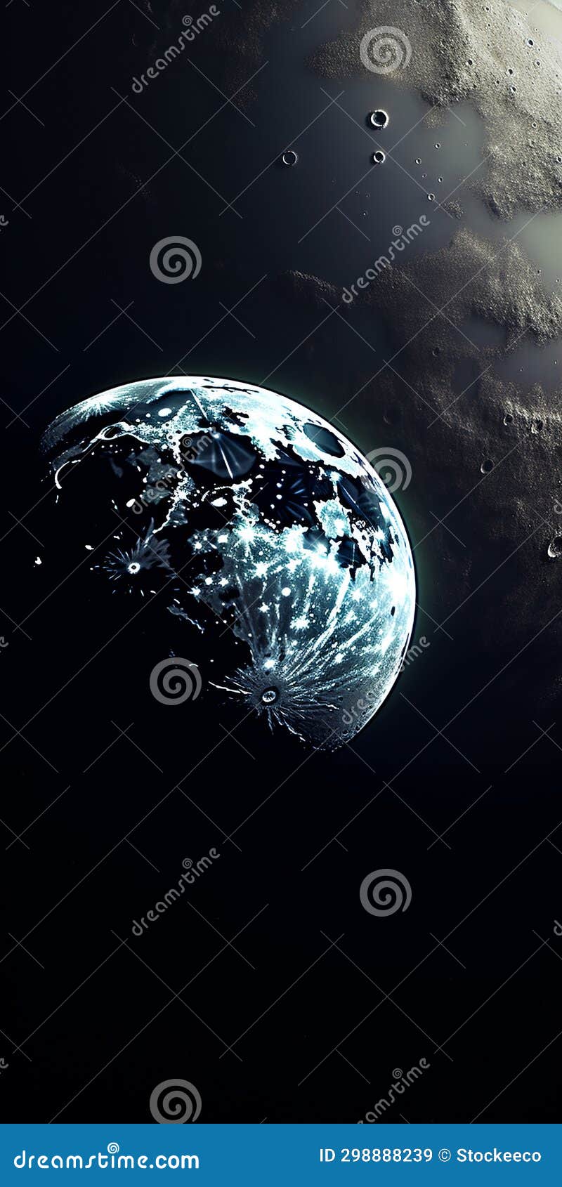 Futuristic Fragmentation Exploring a Planet with Moons Stock ...