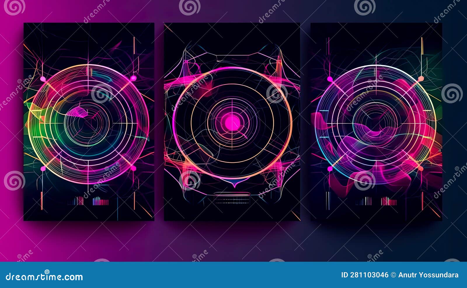 Futuristic Frame Abstract Banner for EDM Technology Music Concert ...