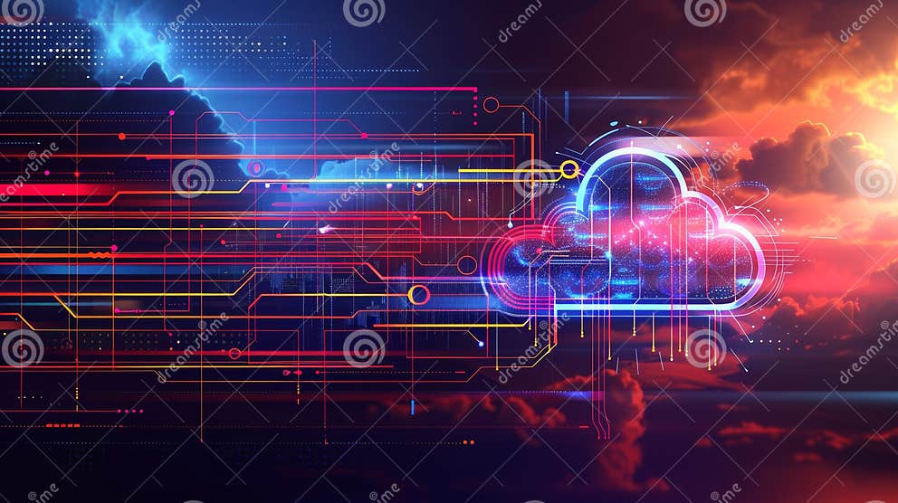 Futuristic Frame Border Background with Cloud Computing Concept and ...