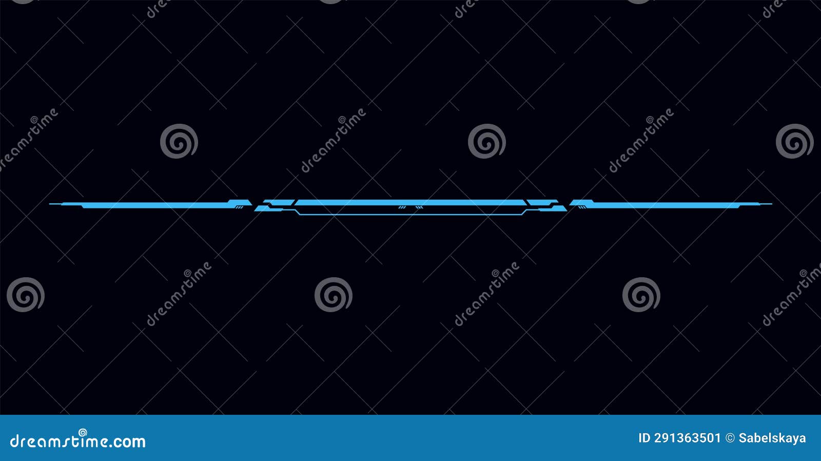 Futuristic Frame for Hud Game Interface, Vector Digital Horizontal Line Border Segment on Dark ...