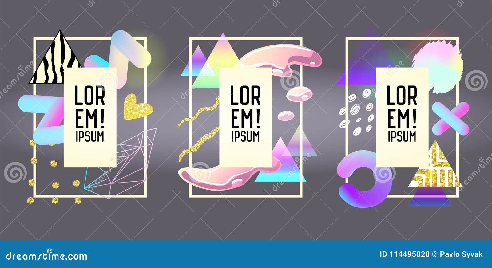 Futuristic Frames With Abstract Geometric Fluid Elements. Modern Art ...